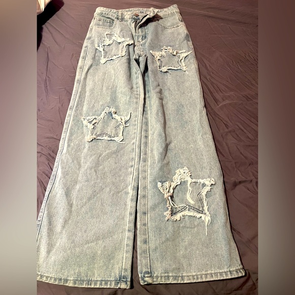 SHEIN | Jeans | Star Pattern Wide Leg Jeans | Poshmark